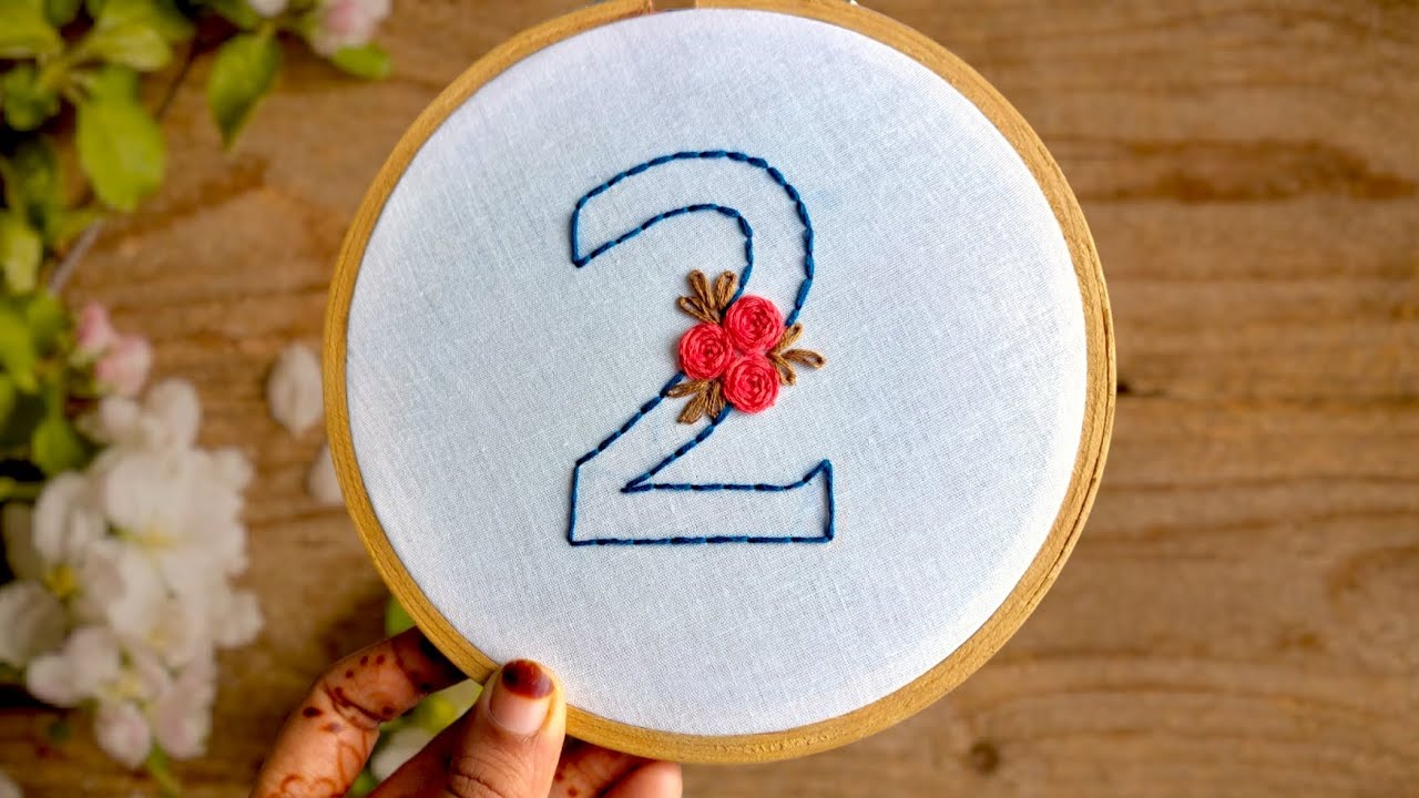 How to stitch numbers with florals | Stitching number Two 2| Artometry ...