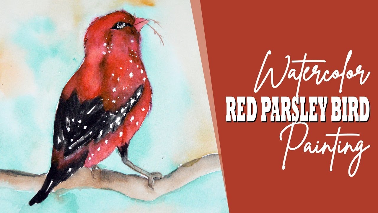 How to Paint Red Parsley Bird in Watercolor / Watercolor Bird Painting ...