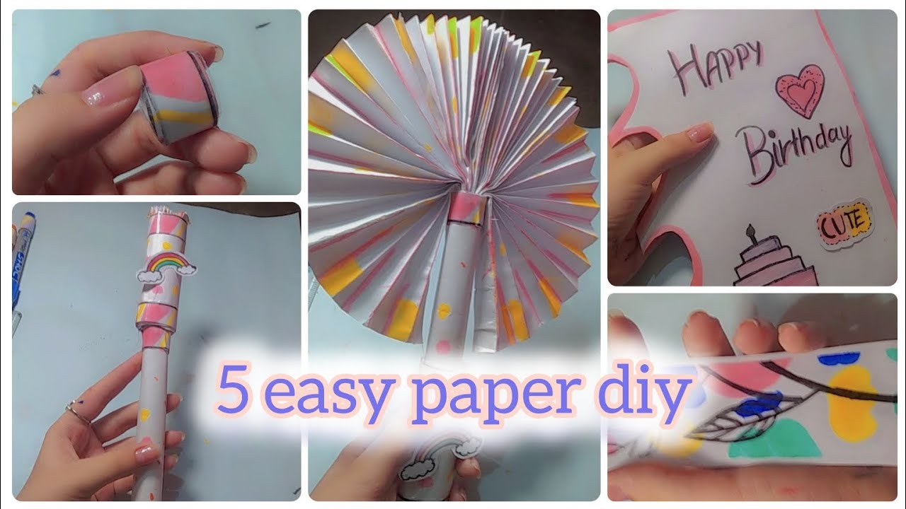 5 easy paper diy || 💗cute and beautiful 💗 || use full diy || washi tape ...