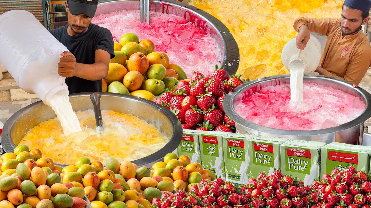 CRAZY RUSH FOR MANGO FLAVOUR JUICE + STRAWBERRY PULP MILKSHAKE 😋 ...