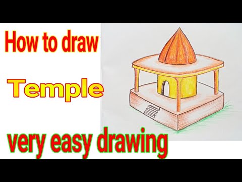 how to draw tample | drawing for kids | esey drawing | কিভাবে মন্দির ...