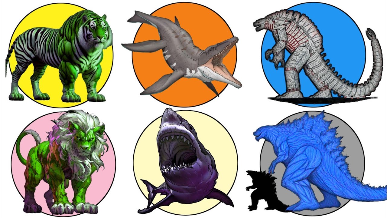 MONSTER UNIVERSE: Godzilla Earth, Mechagodzilla, Megalodon Shark, Lion ...