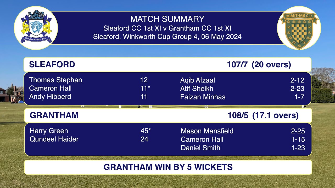 Sleaford CC v Grantham CC Winkwoth Group 4 6th May 2024 - YouTube