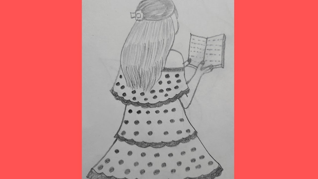 How to draw a girl reading book drawing easy।।Pencil sketch for ...