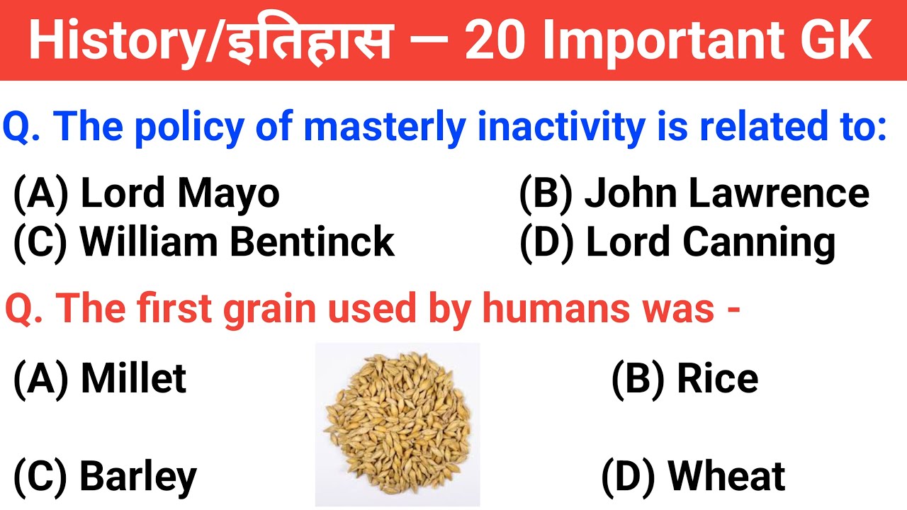 Indian History GK Quiz | History GK Questions Answers in English ...