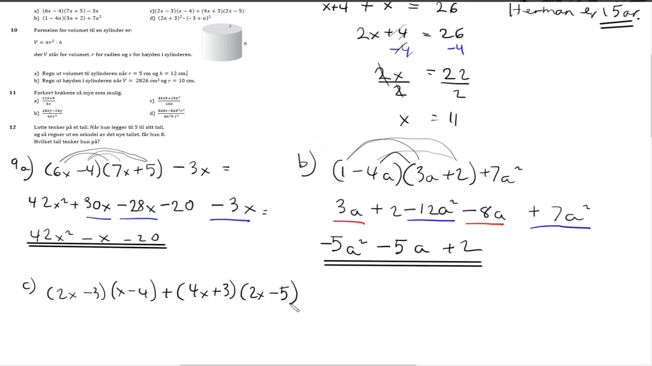 10t matematikk: APA Øveprøve Tall og algebra del 2 - YouTube
