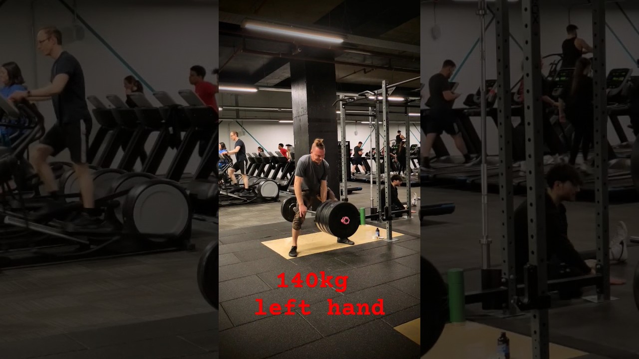140kg PR left hand (weaker) single arm lift - YouTube