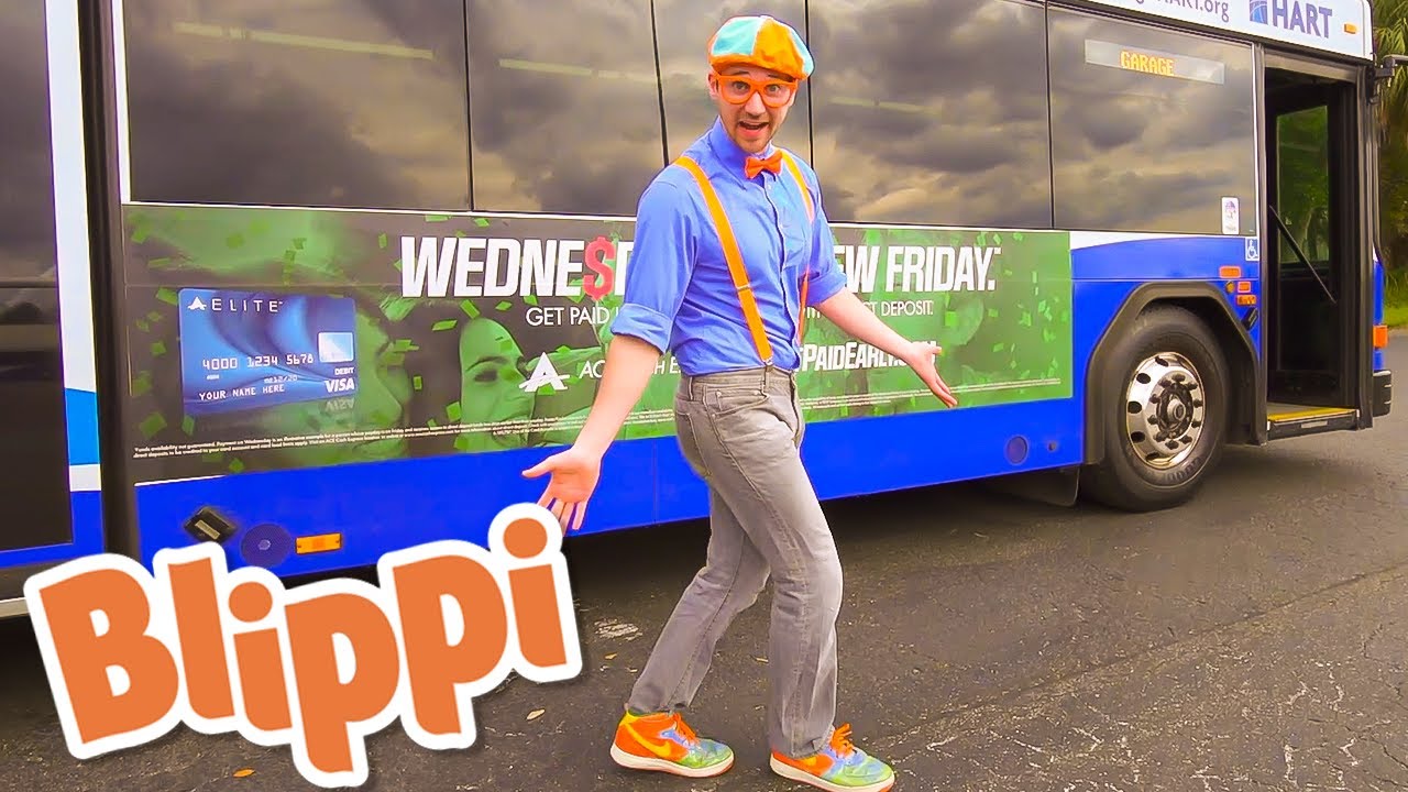 Blippi Explores a Bus | Cars, Trucks & Vehicles Cartoon | Moonbug Kids ...