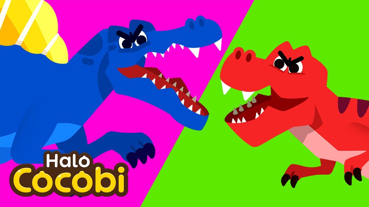 Spinosaurus VS T-rex | Lagu Dinosaurus | Kartun Anak | Kids Song | Halo ...