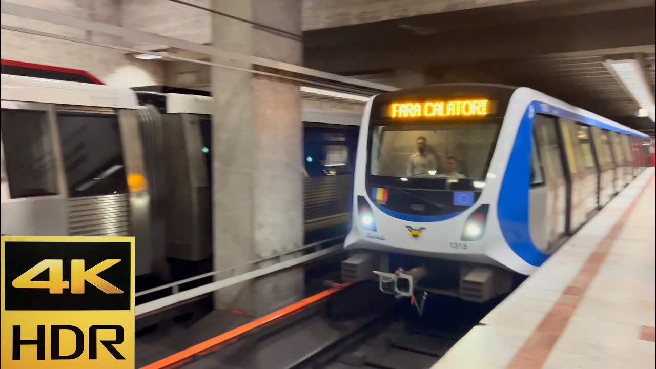 [4K 60fps HDR]Bucharest Metro-CAF trains at Crângași(M1) & Aurel Vlaicu ...