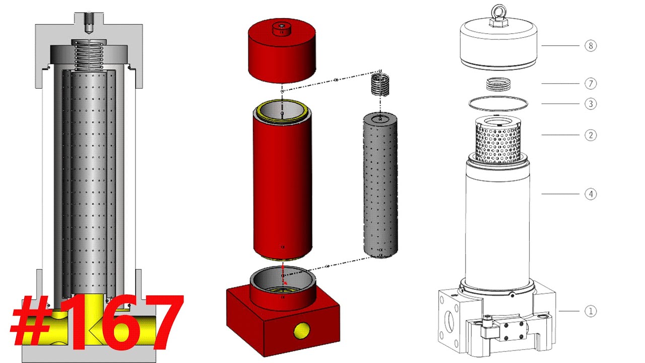 Solidworks Exercise #167 hydraulic oil filter - YouTube