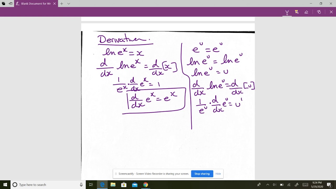 5 4 Part 1 Derivatives of e^x - YouTube