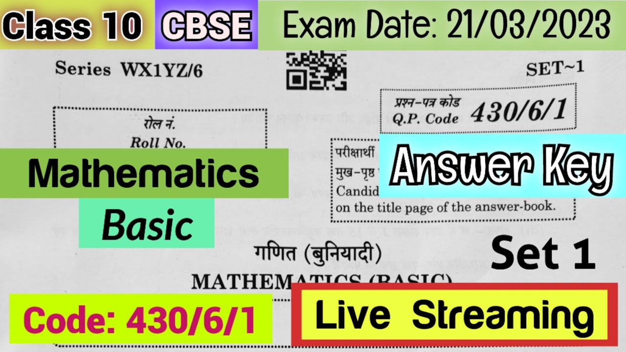 CBSE Class 10 mathematics basic annual exam 2023 question paper solutions II Code 430/6/1 - YouTube