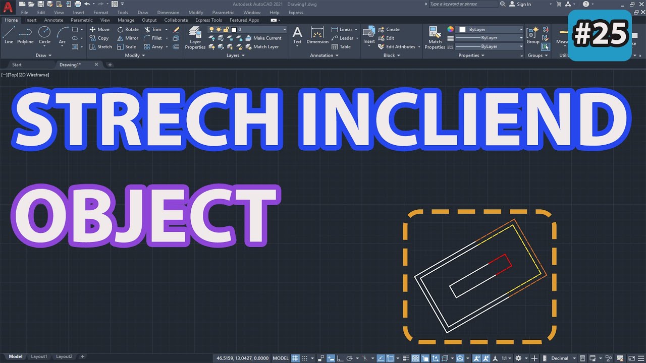 #25 How To Strech Incliend Object In Autocad | Beginner's Course | Cad ...