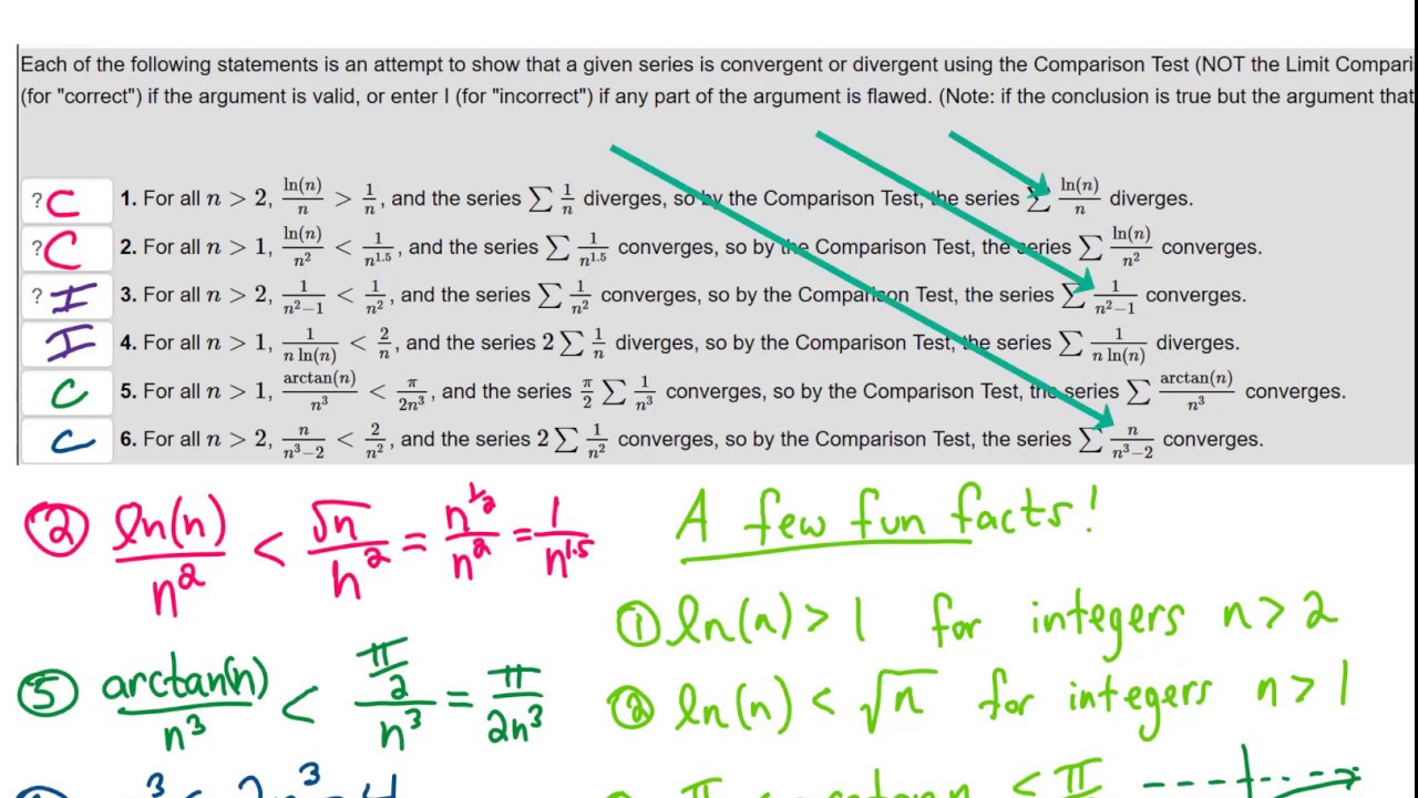 Use The Direct Comparison Test On Each Of The Following Series Use The Direct Comparison Test On Each Of The Following Series