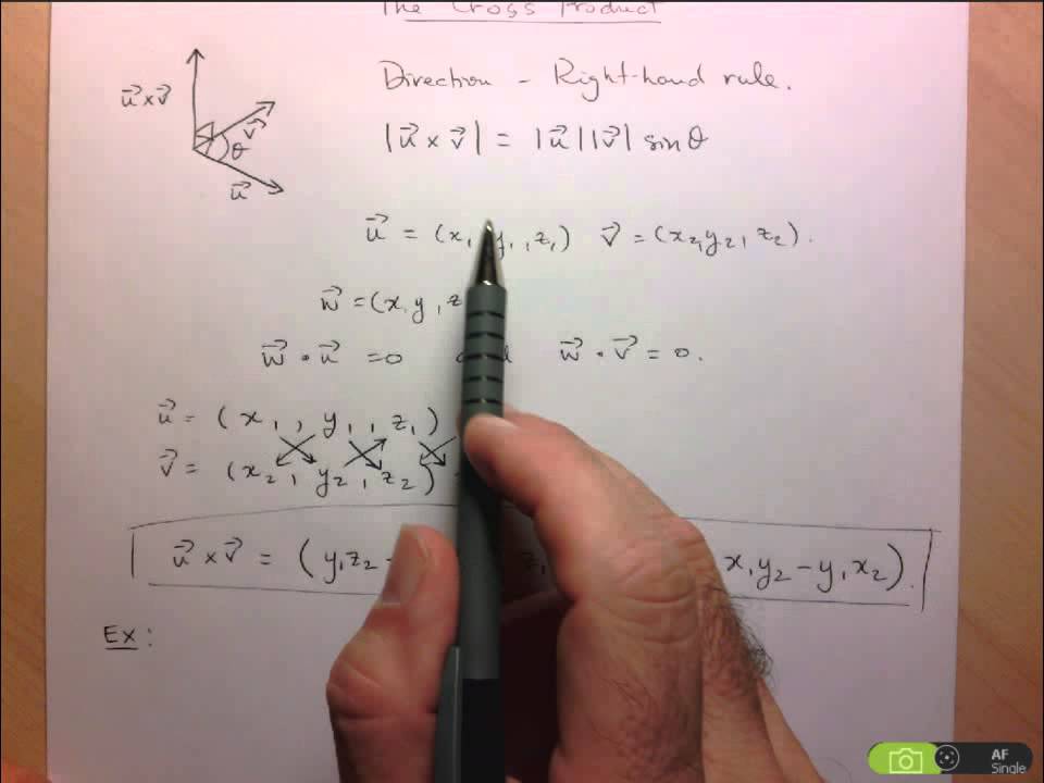 MCV4U Algebraic definition of Cross Product - YouTube