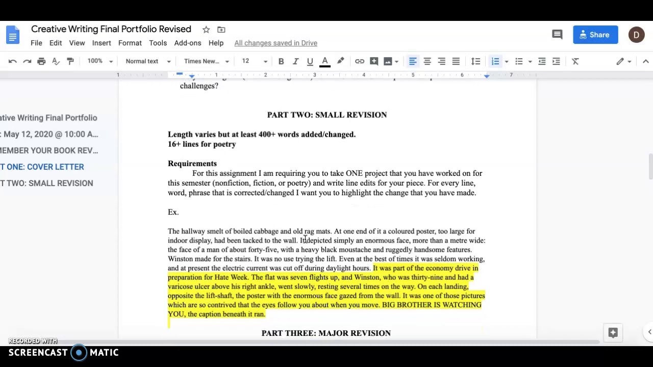 Final Creative Writing Final Portfolio Explained - YouTube