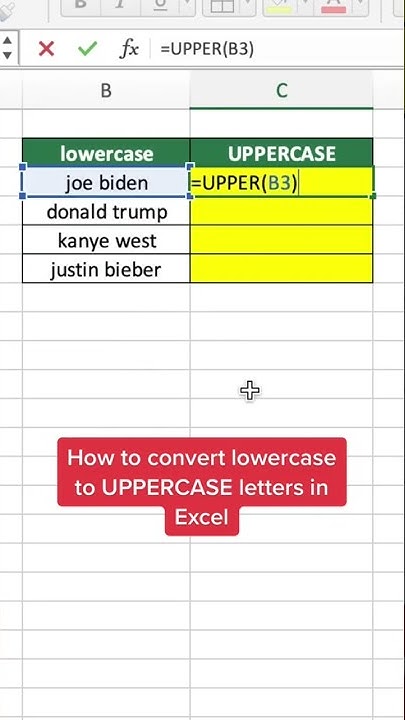 How to Convert lowercase to UPPERCASE letters in Excel! #excel # ...