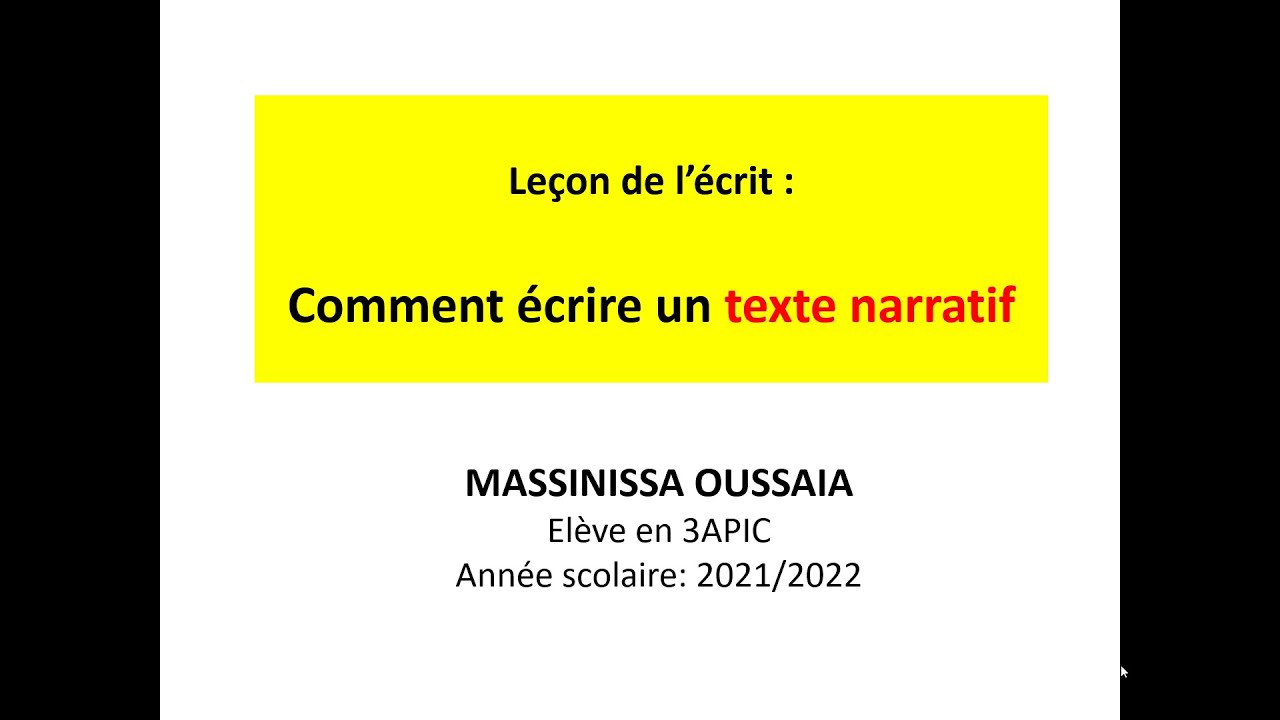 Comment écrire un texte narratif, 3 AC, semestre 2 - YouTube