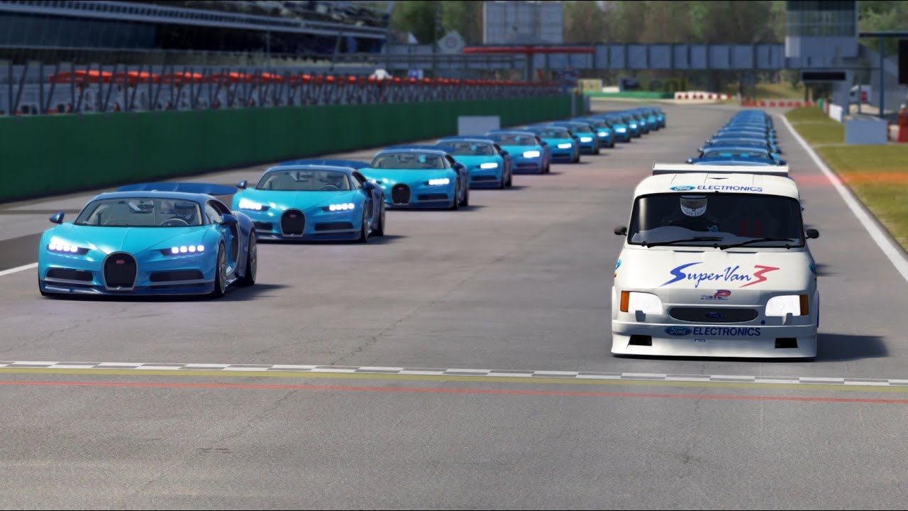 Ford Supervan 3 vs Bugatti Chiron Sports at Monza GP - YouTube