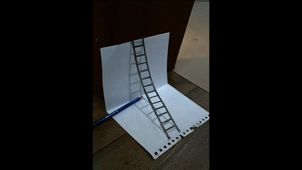 Let's draw an easy 3D ladder🪜||3d drawing ||evooscreations - YouTube