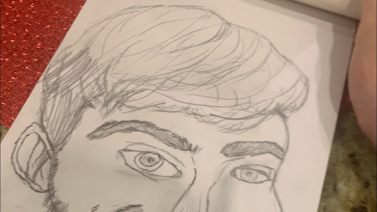 Drawing mr beast from a video in 32 minutes and cute Gigi moment - YouTube