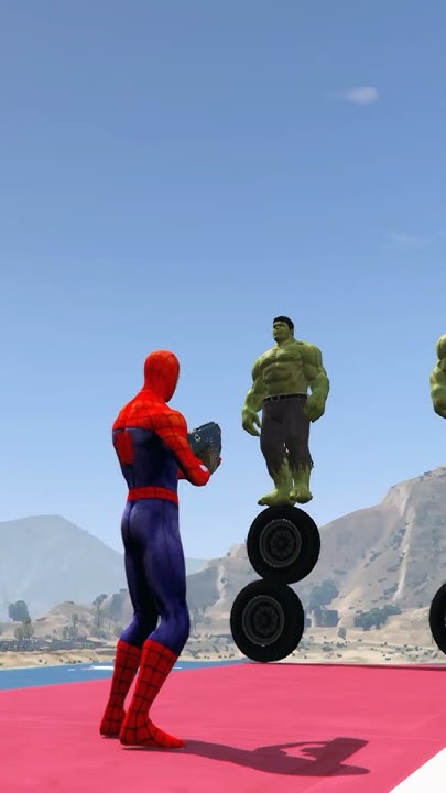 spider man vs hulk epic ragdoll in a bus tires on blue water ragdoll ...