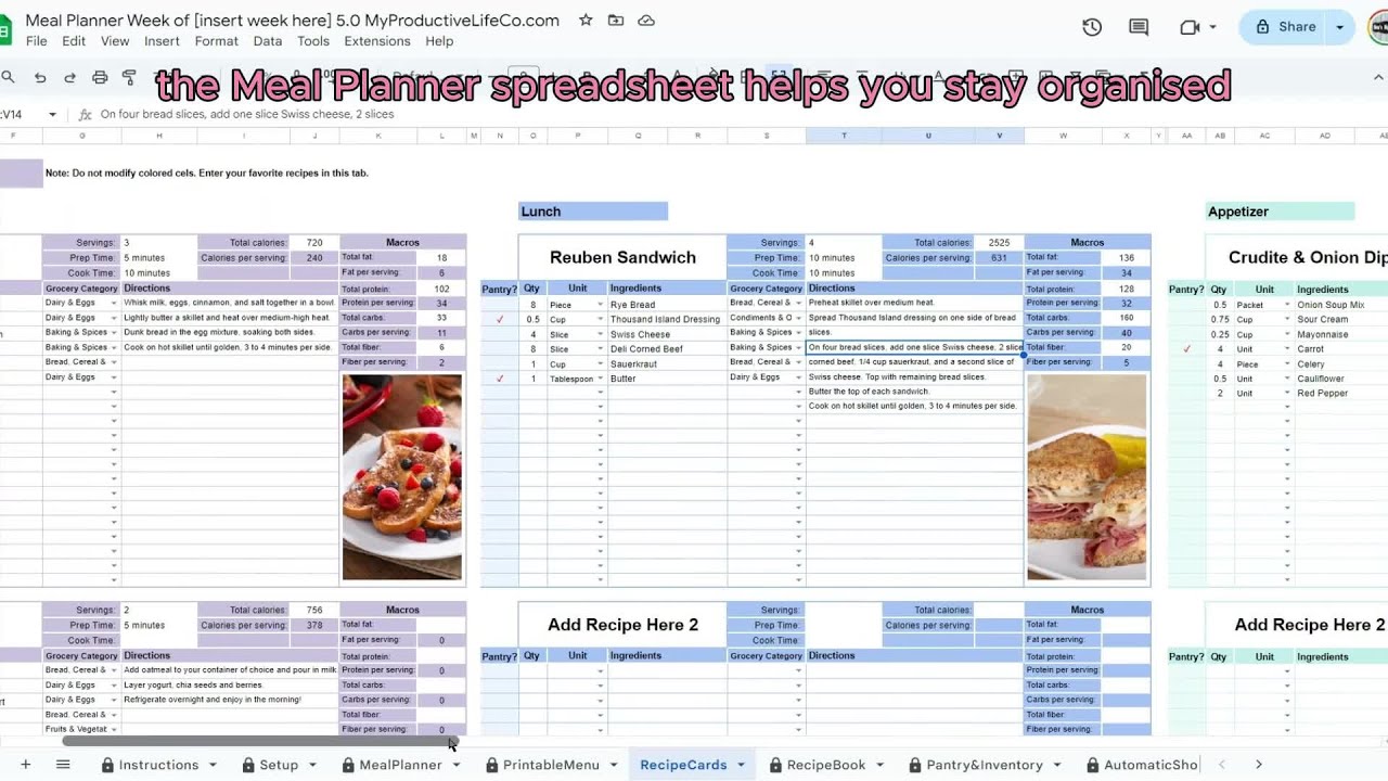 Streamline Your Weekly Menu with This Meal Planner Spreadsheet for ...
