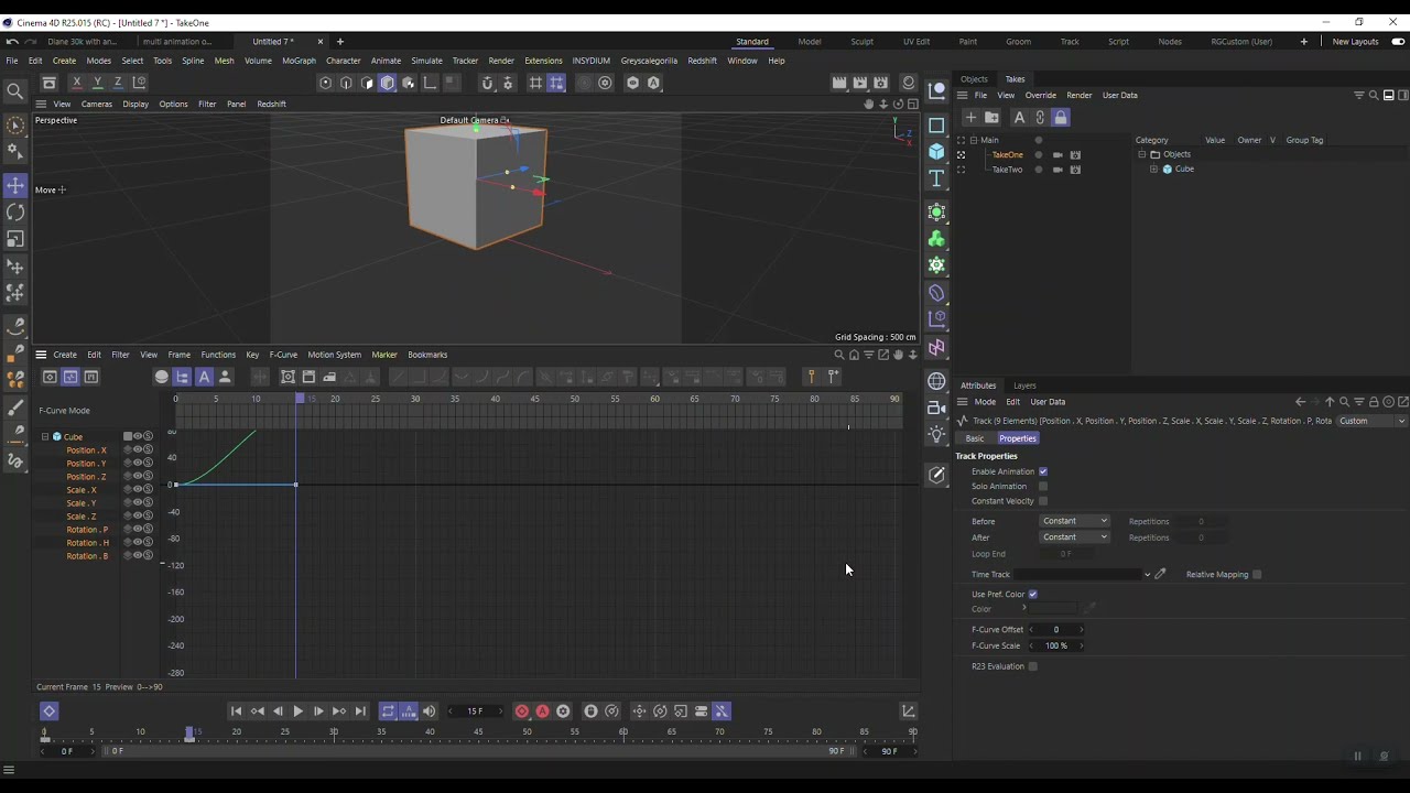 How to use C4D Take system for multiple animation tracks in GLTF or FBX files - YouTube