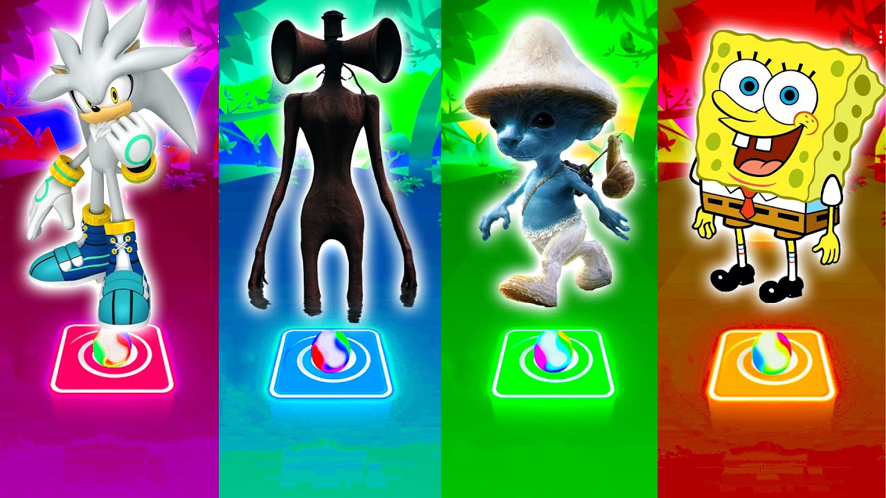 SILVER 🆚 SIRENHEAD 🆚 SKIBIDI SMURF CAT 🆚 SPONGE BOB Who WINS? - Tiles ...