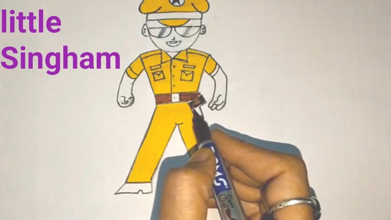 how to draw little Singham drawing | cartoon drawing - YouTube