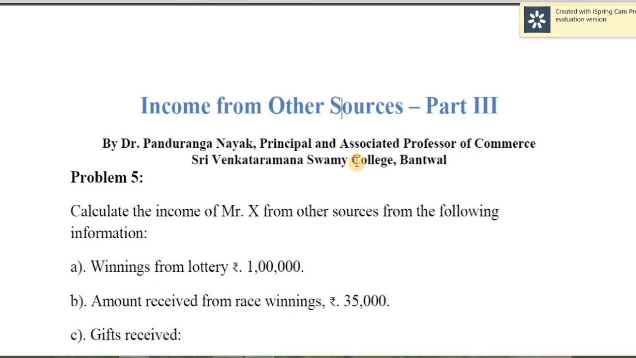 SVSC E-Learning Point : Income from Other sources (Part 3) by Dr Panduranga Nayak - YouTube
