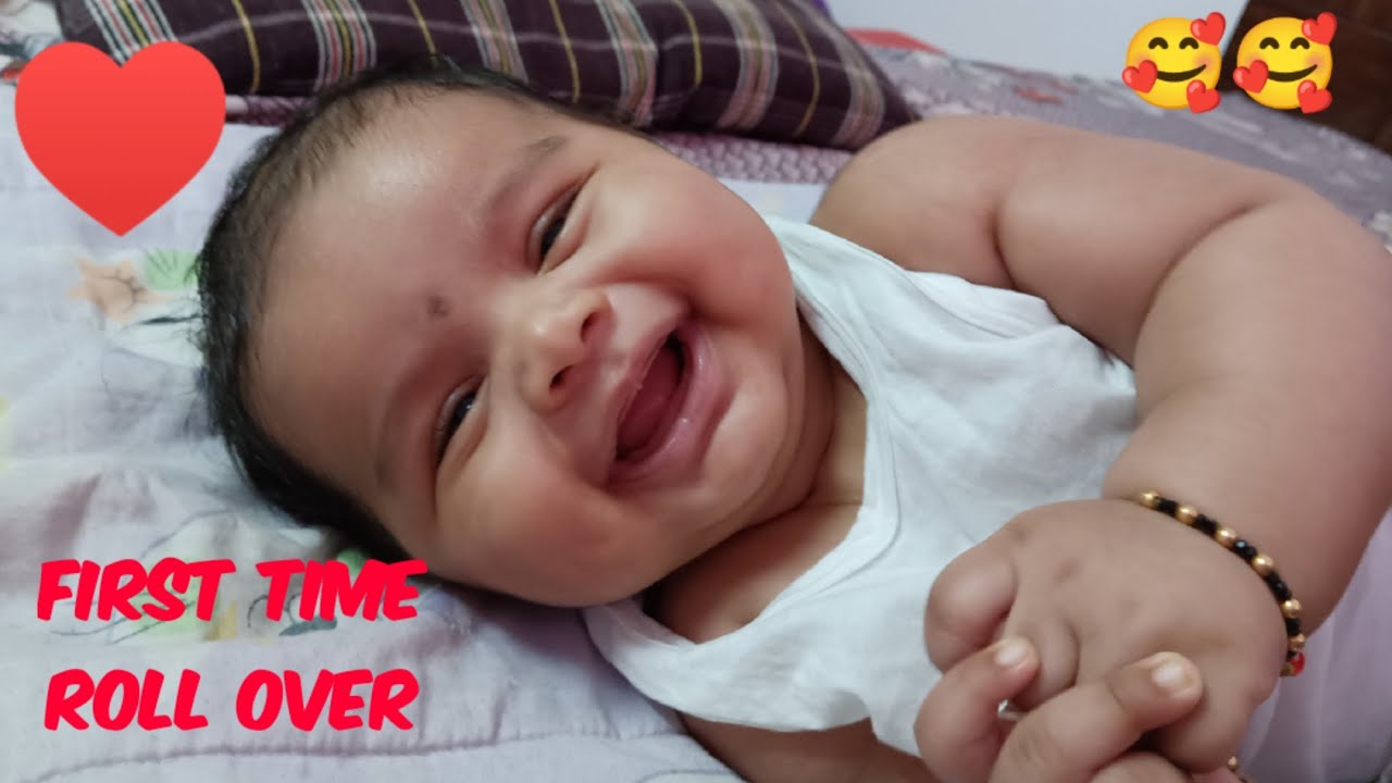 Baby roll over first time| Beautiful live moment captured| 3 month old ...