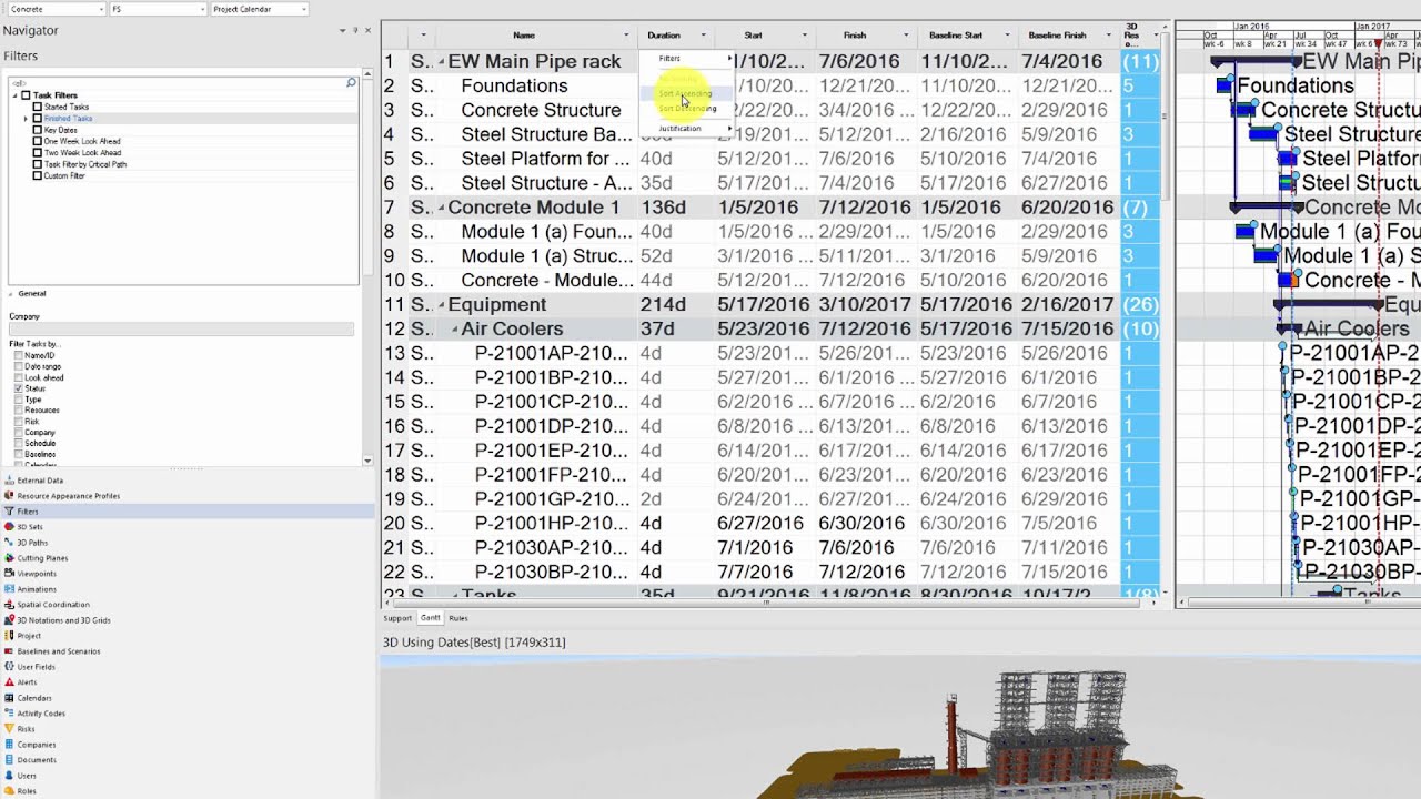 Customizing the gantt chart in Synchro Pro - YouTube