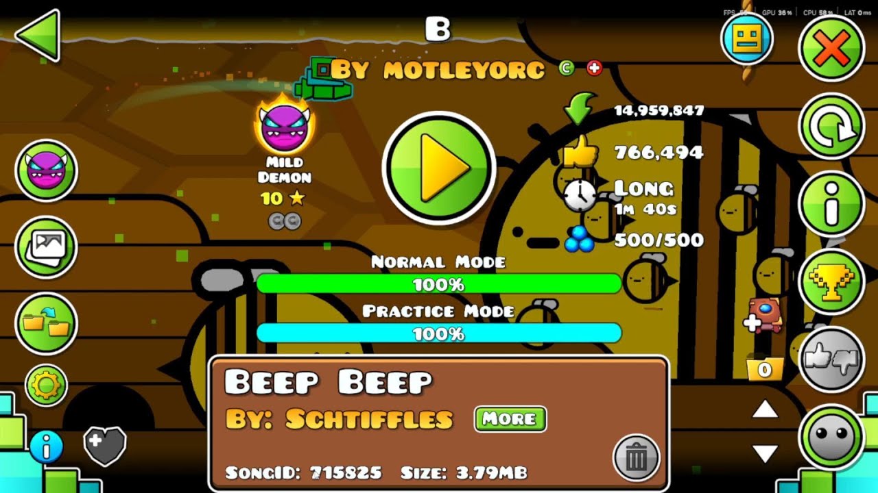 Geometry Dash Level: B 100% complete (Medium Demon) - YouTube
