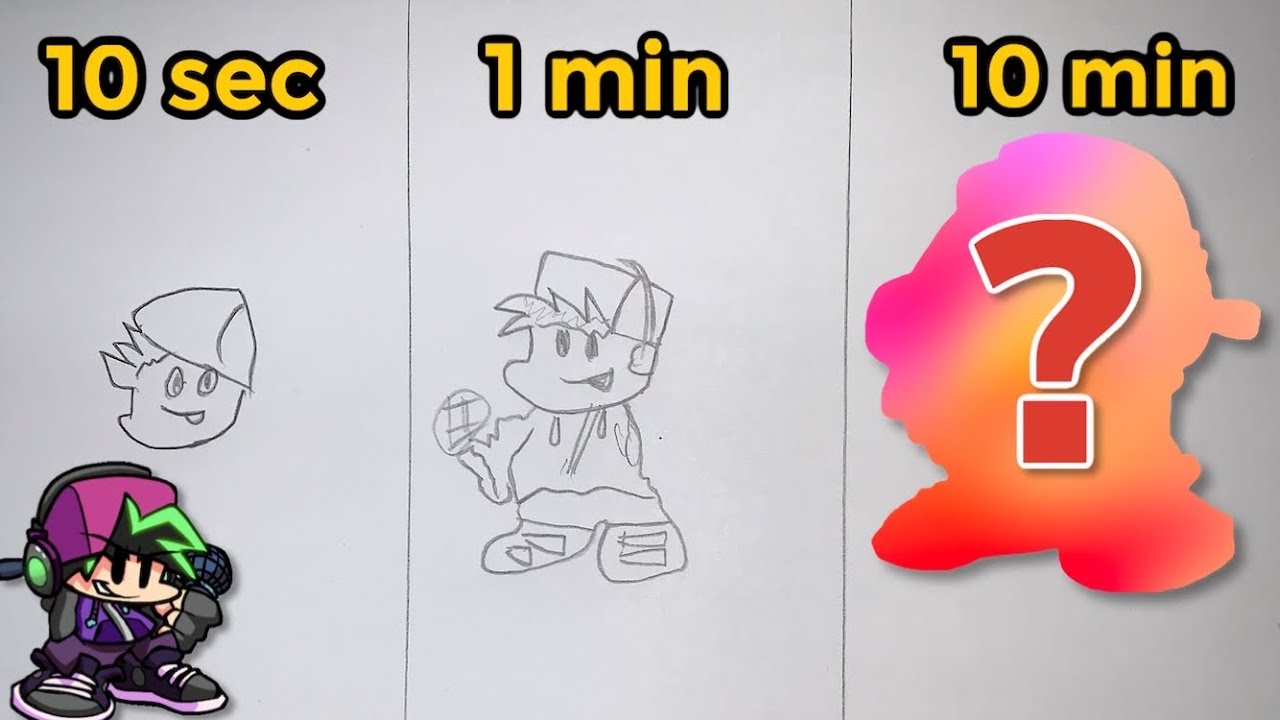 Drawing fnf Boyfriend neo mod in 10 seconds, 1 minute, 10 minutes ...