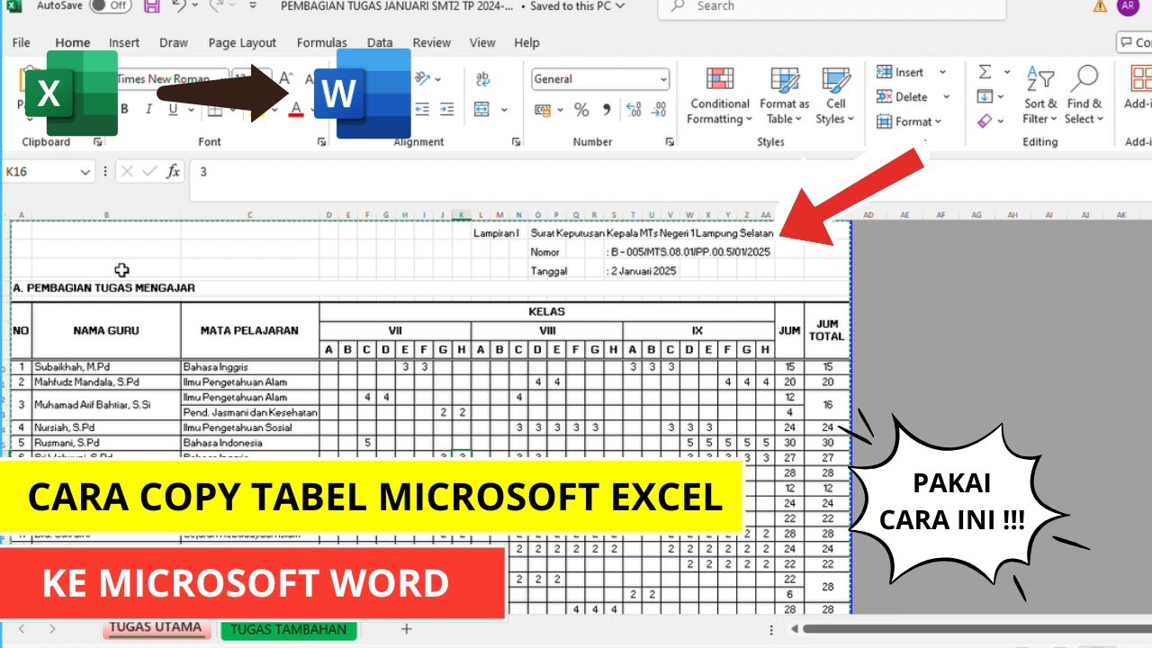 Cara Copy Tabel Excel ke Word Agar Rapi dan Tidak Berantakan 100% ...