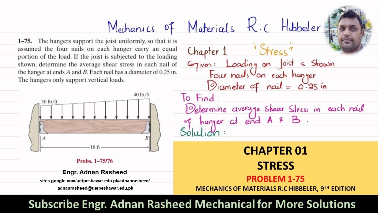 Determine the average shear stress in each nail of hanger |Problem 1-75 ...