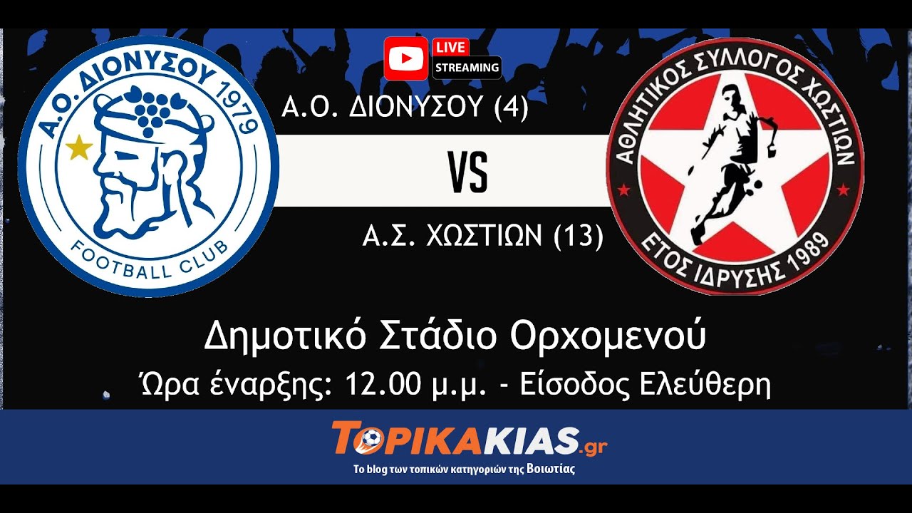 Α.Ο. ΔΙΟΝΥΣΟΥ - Α.Σ. ΧΩΣΤΙΩΝ: 7-0 | 16η ΑΓΩΝΙΣΤΙΚΗ | 16/03/2025 - YouTube