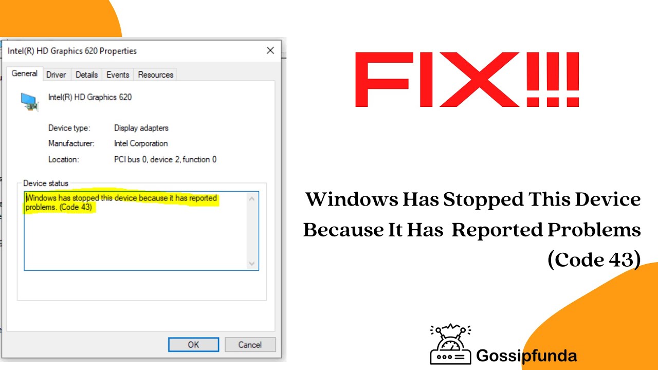 Windows has stopped this device because it has reported problems code ...