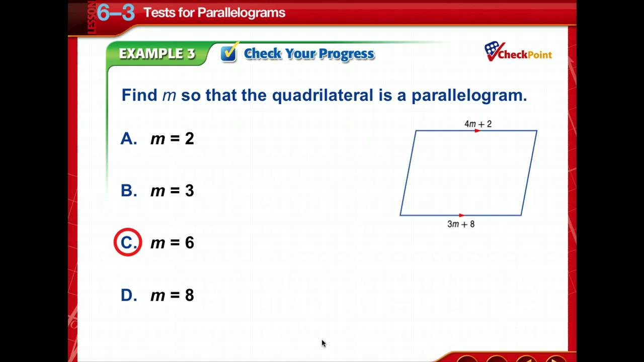 Tests for Parallelograms - YouTube