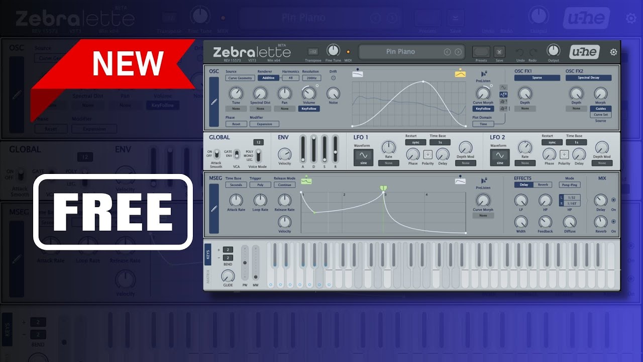 NEW FREE SYNTH - Zebralette 3 Public Beta by U-He - Sound Demo - YouTube