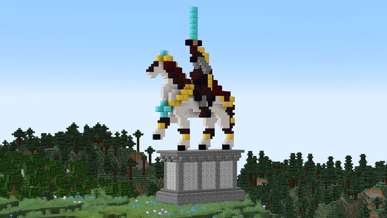 Statue rider on a horse in minecraft - YouTube