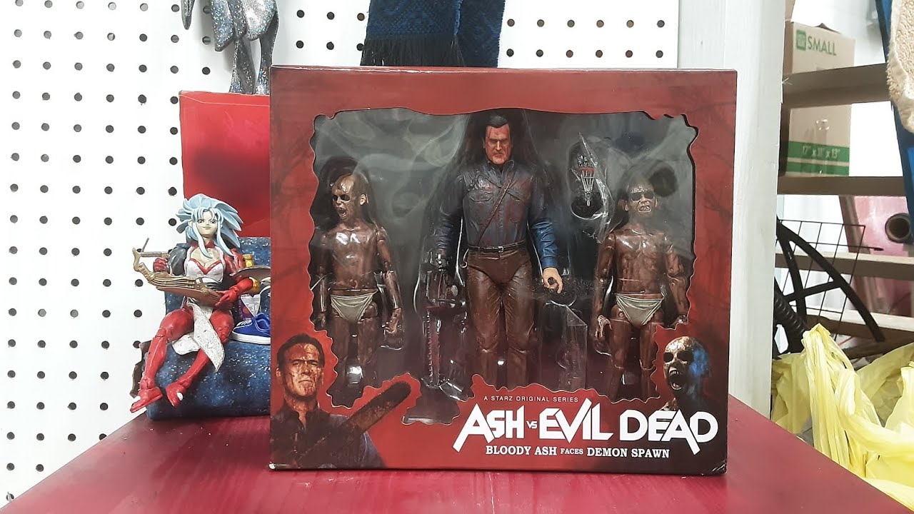 NECA Ash VS EVIL DEAD Bloody Ash faces Demon Spawn - YouTube