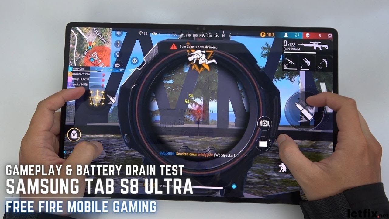 Samsung Tab S8 Ultra Free Fire Gaming test - YouTube
