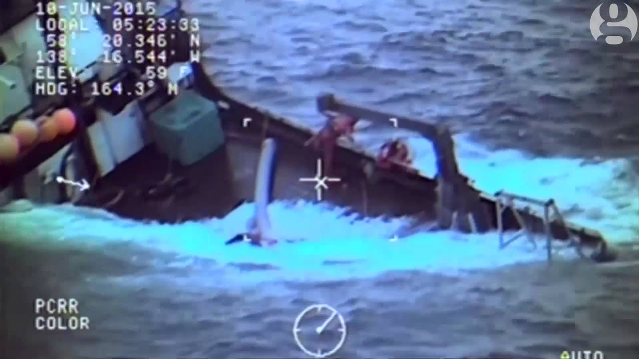 US coast guard rescue four crew members from sinking ship - YouTube