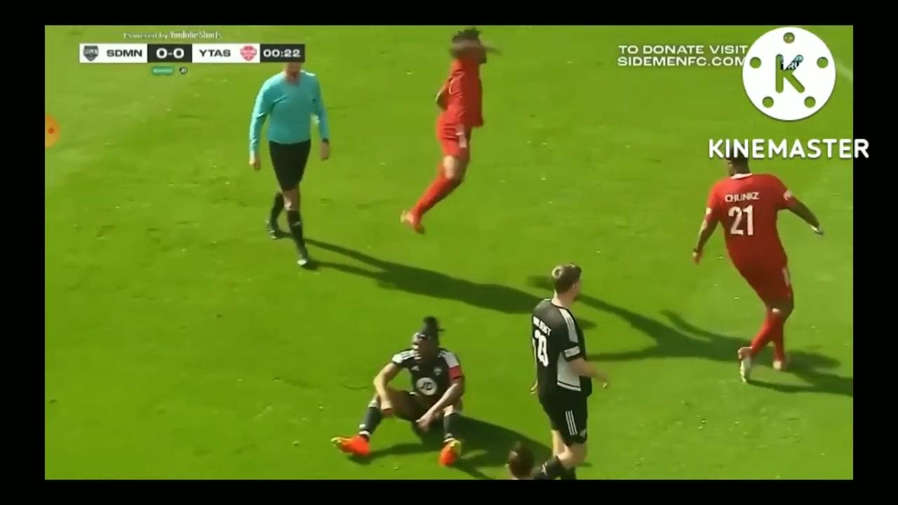 ishowspeed slide tackles KSI - YouTube