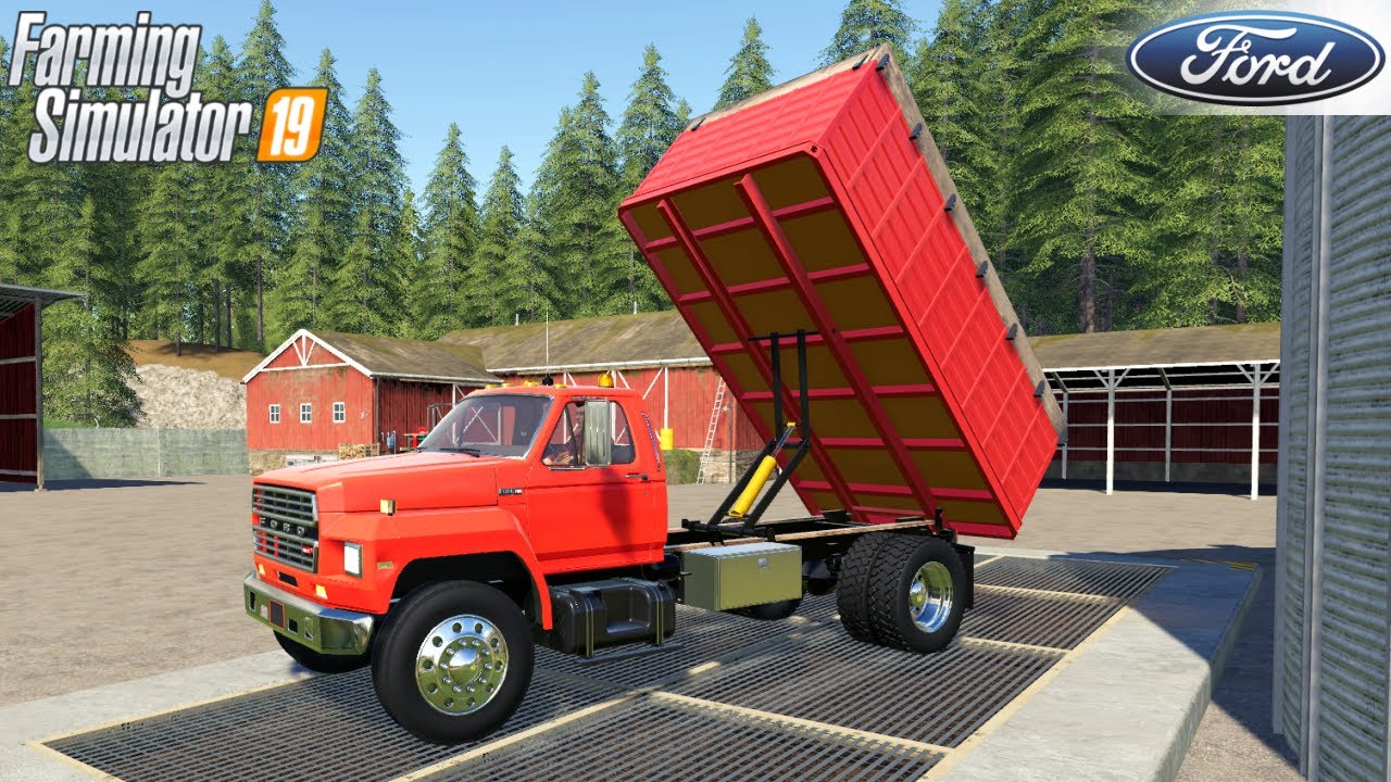 Farming Simulator 19 - FORD F800 Grain Truck Unloads Barley - YouTube