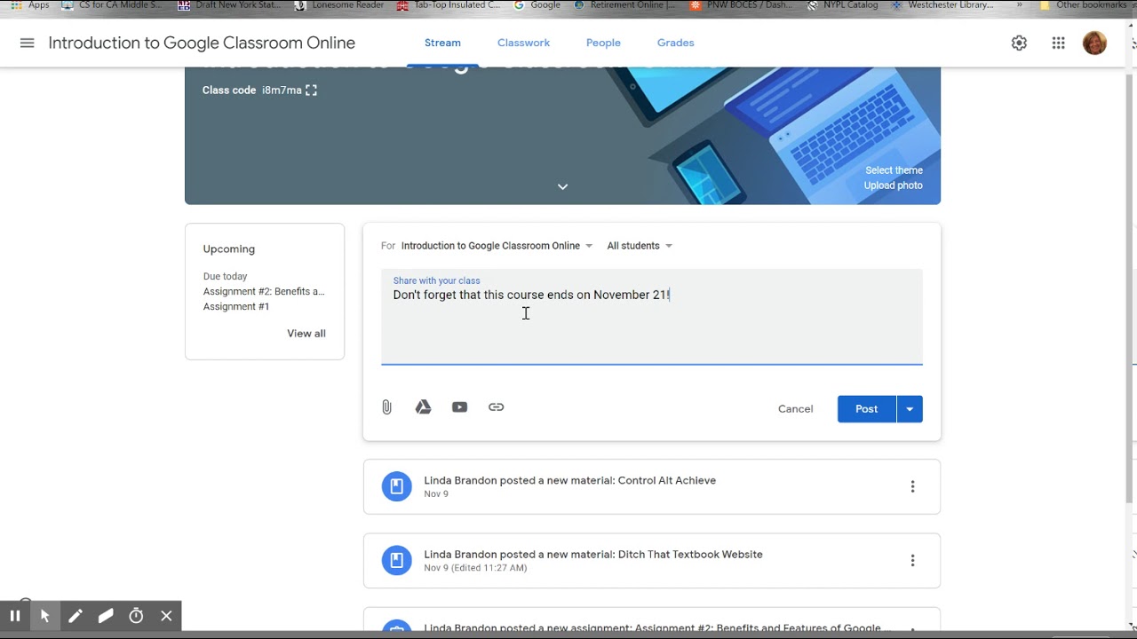 The Stream Announcements in Google Classroom - YouTube