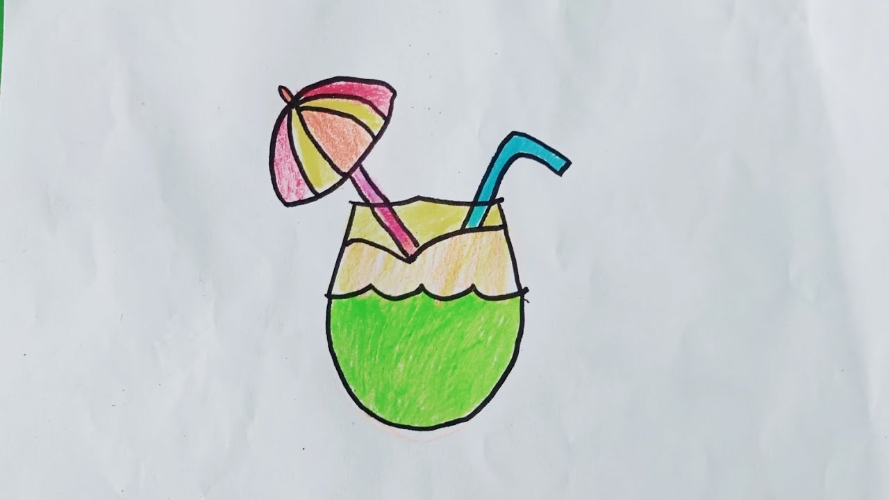 how to draw coconut juice|Easy drawing for kids|Hina drawing - YouTube